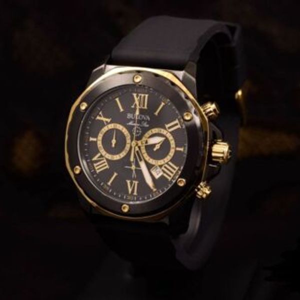 Bulova MarineStar Black Chronograph Dial Watch for Men - 98B278 ...