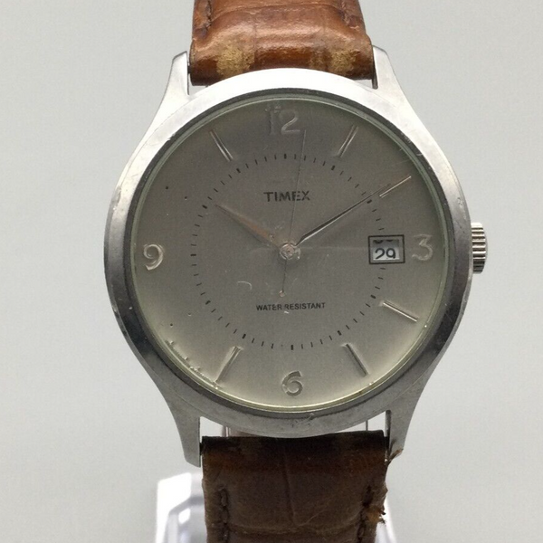 J. Crew Timex 1600 Watch Women Silver Tone Date Leather Band New ...