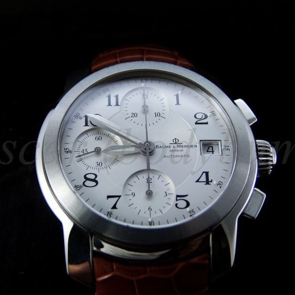 Fs:VG CONDITION BAUME AND MERCIER CAPELAND CHRONO WHITE DIAL $1085 ONLY ...