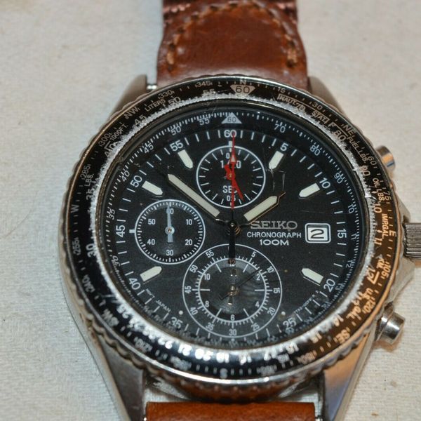 VINTAGE SEIKO PILOT FLIGHTMASTER MAN WATCH 7T92 0CF0 CHRONOGRAPH 100M ...