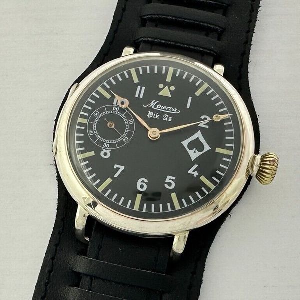 Minerva Laco Aviator Pik As Luftwaffe Pilots WWII Vintage Swiss Silver ...