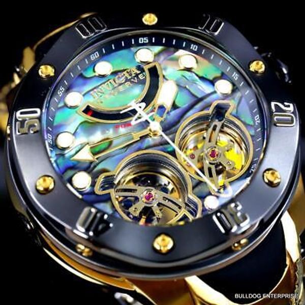 Invicta Reserve Kraken Double Open Heart Automatic Abalone Gold Plated ...