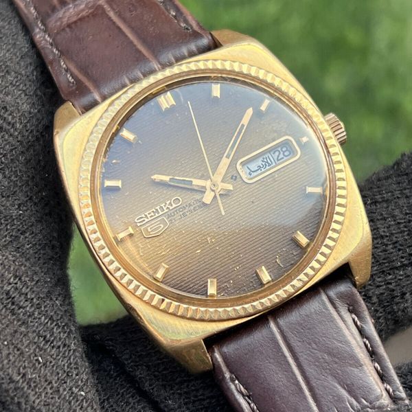 Vintage Seiko 5 6319-8060 Automatic Day/Date Gold Plated Japan Made Men ...