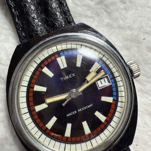 1971 Vintage Timex Racing Dial Menâ s Watch. Needs Service. READ ...