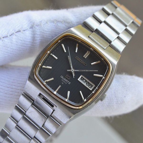 October 1976 Seiko SQ 4004 Quartz Square Blue TV Dial Menâ s Bracelet ...