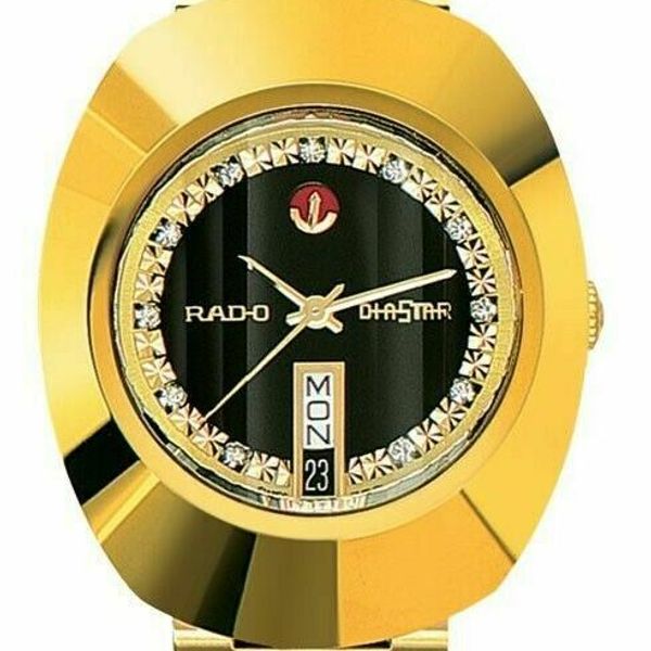Vintage Rado Diastar Automatic 36 MM Day-Date Gold Black Dial Men's ...