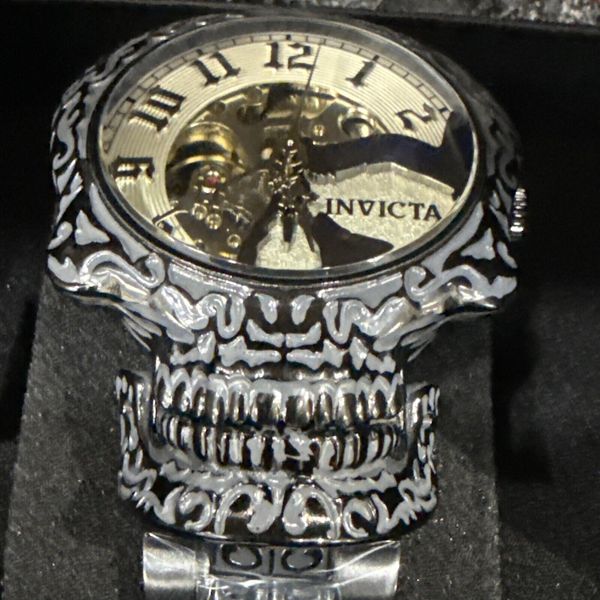 Invicta Artist Skull Automatic Skeletonized Black Stainless Steel 50mm ...