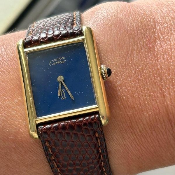 FS - Must de Cartier Tank blue stardust 18k plated gold | WatchCharts