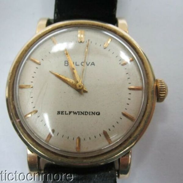 VINTAGE 14K GOLD BULOVA SELFWINDING 10CSC L2 BUBBLE BACK WRIST WATCH ...