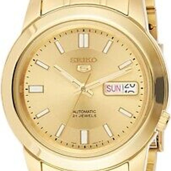 Seiko Men's Automatic Watch with Gold Dial and Gold Stainless Bracelet ...