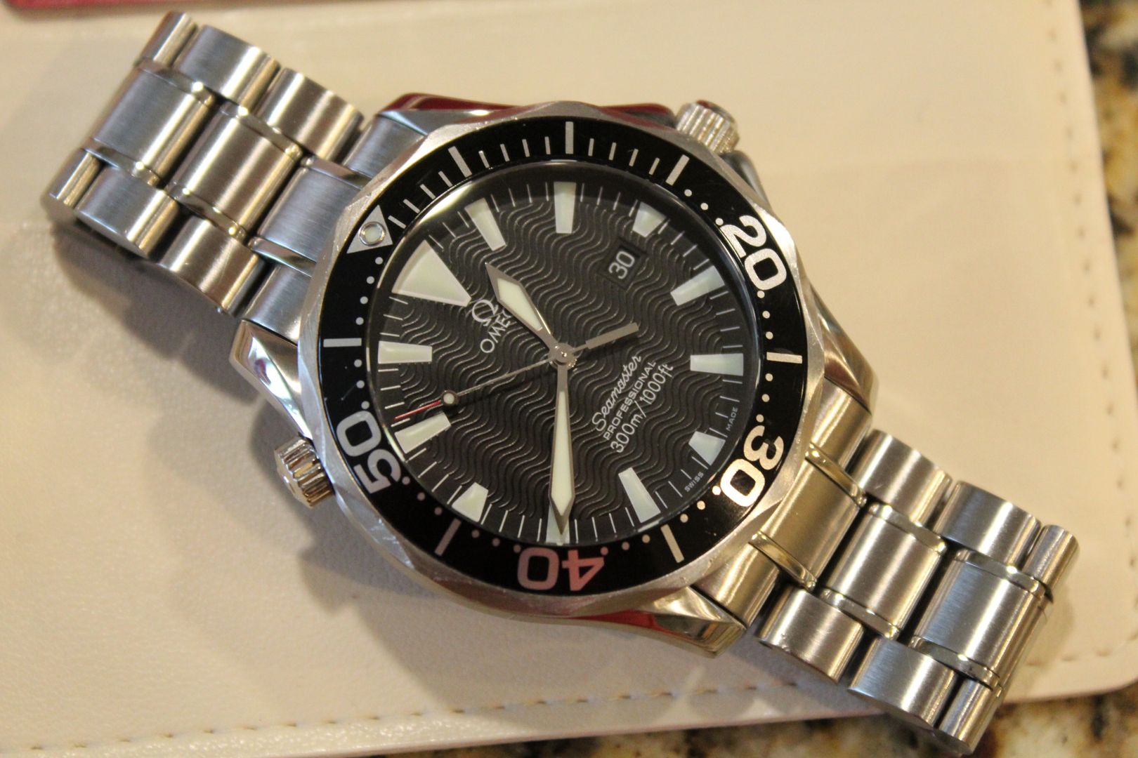 Omega Seamaster Pro 300M SMP Quartz 2264.50 Black Wave Dial Sword Hands ...