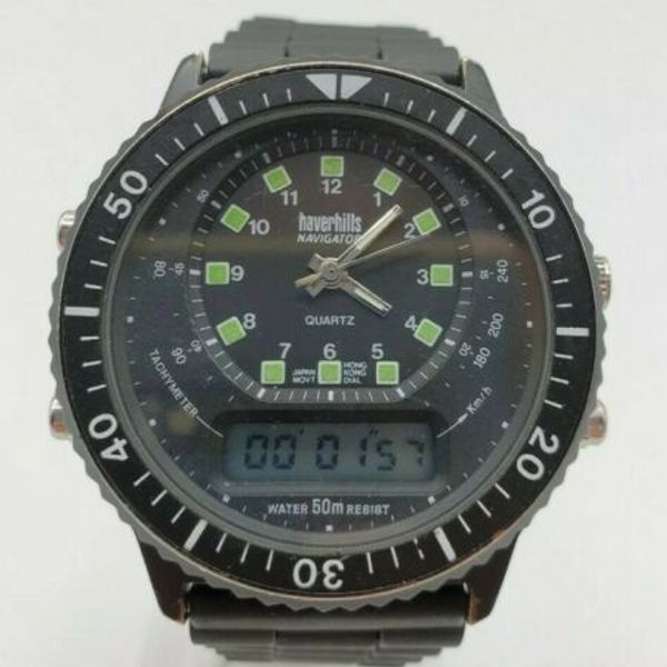Vintage Haverhills Navigator Military Diver Digital Analog Citizen New ...