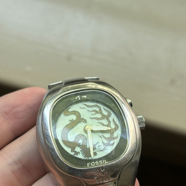Vintage Fossil Big Tic Dragon Animation Stainless JR-8097 Watch New Battery! | WatchCharts ...