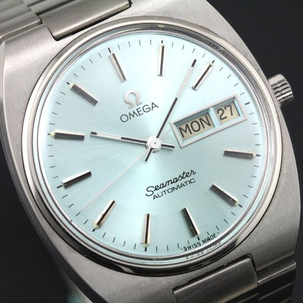 SERVICED OMEGA SEAMASTER CAL 1020 ICE BLUE MEN`S AUTOMATIC DAY DATE ...