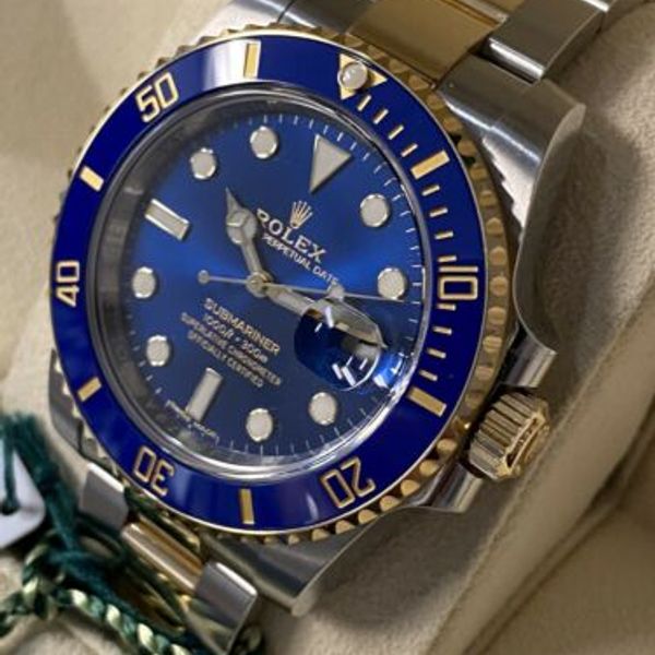 NEW 2020 ♛ ROLEX ♛ SUBMARINER BLUE CERAMIC 116613LB 18K & SS UNWORN! B ...