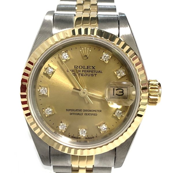 Rolex [ROLEX] 69173G Old diamond E number Datejust champagne dial SS × ...