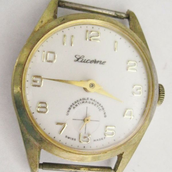 VINTAGE ANTIMAGNETIC LUCERNE WATCH DIAMOND TOOLED UNBREAKABLE ...