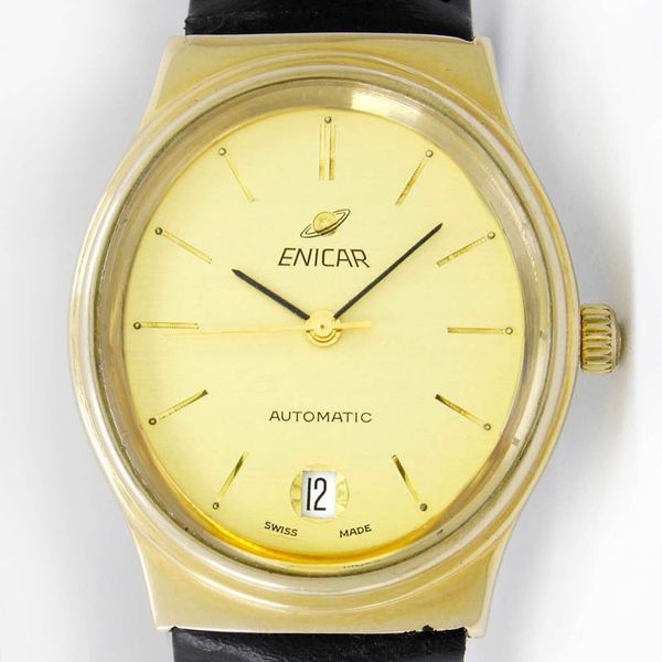 Vintage ENICAR Automatic Quick Set Date Steel / Gold Plated Unisex ...