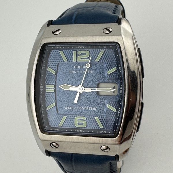 VTG CASIO Quartz Watch WVQ-202HA Men 50m Wave Ceptor Analog Digital New ...