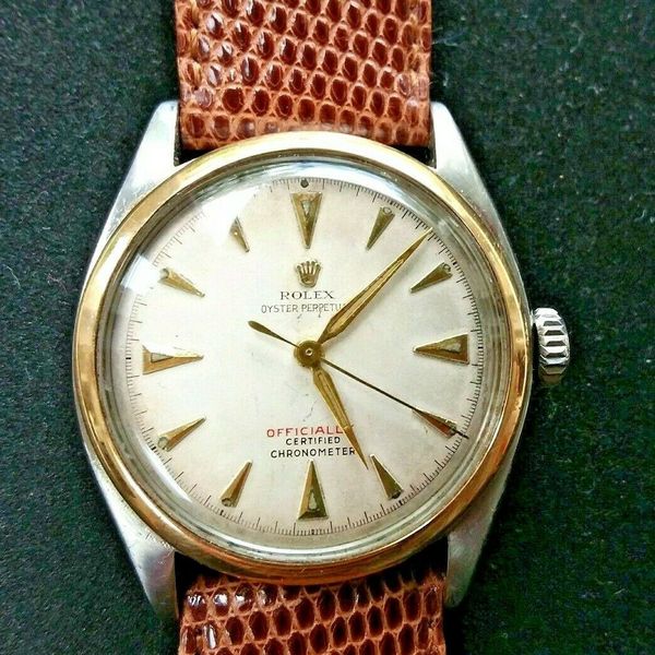 Rare 1953 Steel & Gold Rolex Oyster Perpetual Automatic Red Officially ...