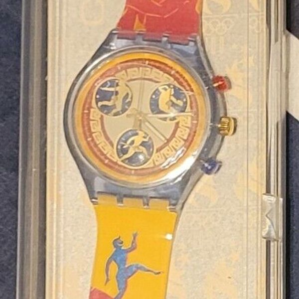 Vintage Swatch Watch 1996 Olympics Atlanta Quartz Chrono W/Box ...