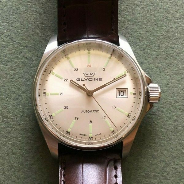 GLYCINE COMBAT 6 CLASSIC 36mm WATCH - SILVER DIAL GL0112 - BRAND NEW w ...