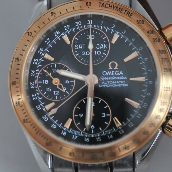 Omega Speedmaster Rose gold bezel day date Automatic watch Chronograph ...
