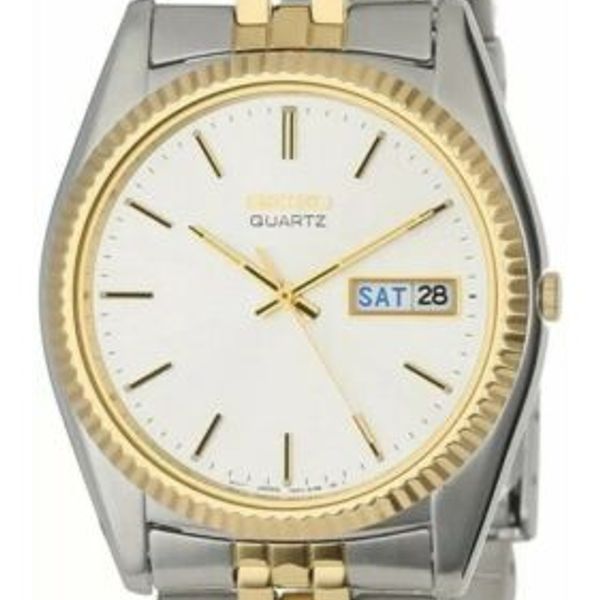 NEW Seiko SGF204 Men's Silver-Gold Round Dial Stainless Steel Watch - Two-Tone | WatchCharts
