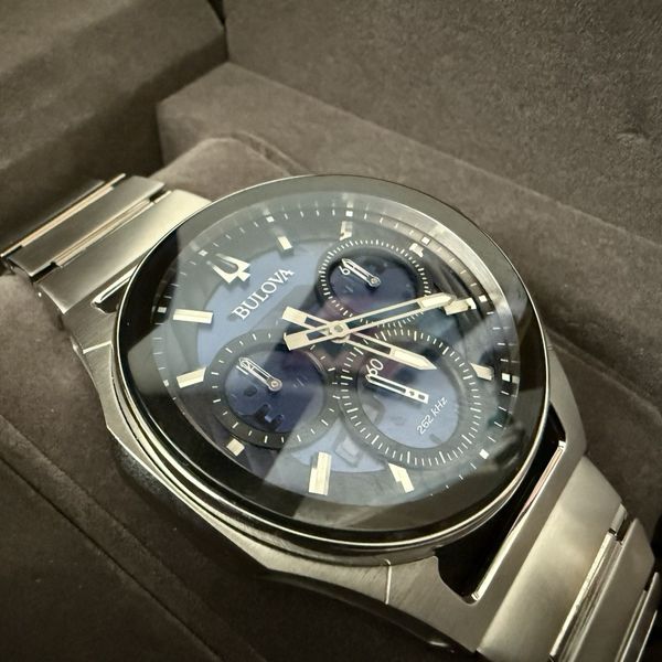 Bulova Curv Men's Watch 96A205 World's 1st Curved Chronograph, 262kHz ...