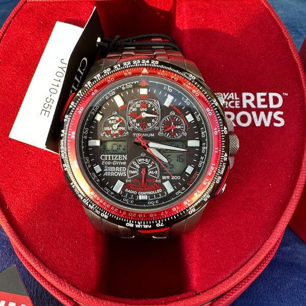 Citizen Menâ s Eco-Drive A-T Red Arrows Skyhawk Titanium Bracelet ...