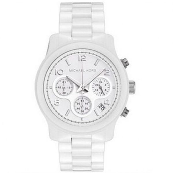 Michael Kors White Dial Ceramic Chrono Quartz Ladies Watch MK5161-Store ...