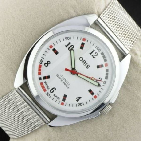 Vintage Oris elegant white Swiss winding men working wrist watch 36mm ...