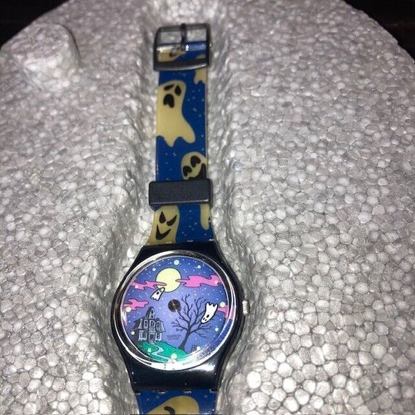 SWATCH GEISTERSTUND Wristwatch Ghosts RIP. New Battery WORKING ...
