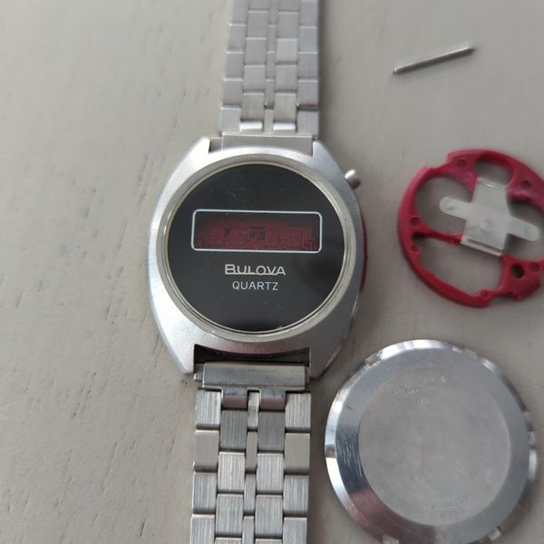 Vintage Bulova led digital stainless steel Parts See Description ...