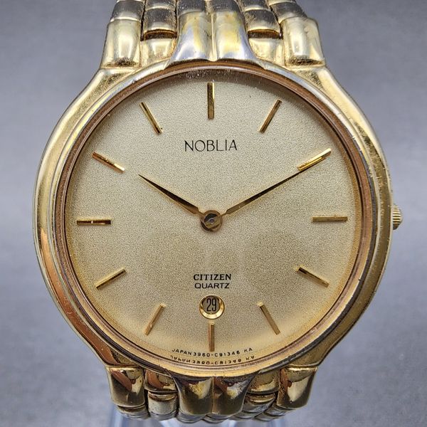 VTG Citizen Noblia Watch Men 32mm Champgen Gold Tone Round Date New ...