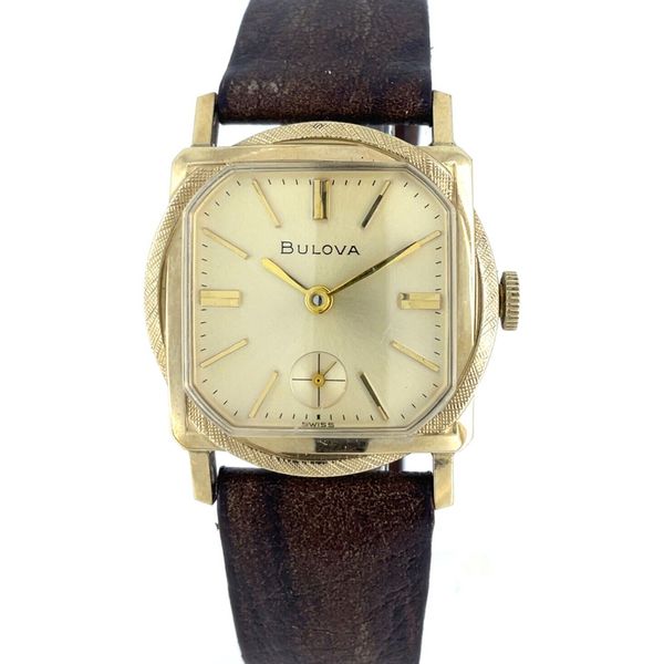 Vintage Bulova M6 Gold-Tone Manual Watch 10K R.G.P. 28mm Square/Circle ...