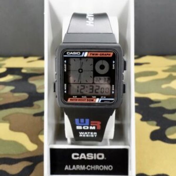Vintage Unworn Casio AE-20W Twin Graph Watch Original Band Box Papers ...