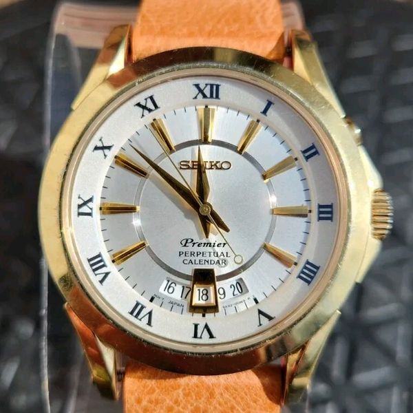 Seiko Premier Perpetual Calendar 6A32-00R0 Men's 40mm Gold Tone Watch ...