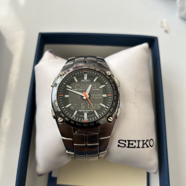 Seiko Sportura Duo-Display World Time Alarm Watch H023-QOC8 New Batt ...