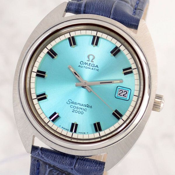 OMEGA SEAMASTER COSMIC2000 AUTOMATIC DATE SKY BLUE DIAL MEN'S WATCH ...