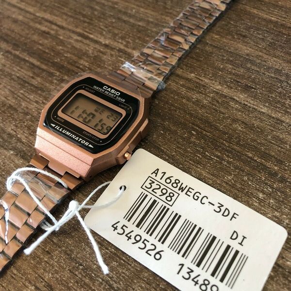 Vintage Classic Casio A168WEGC-3DF Rose Gold & Black Unisex Wrist Watch ...