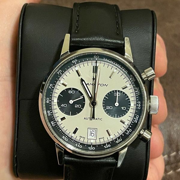 Hamilton American Classic Panda Dial Watch with Black Leather Band ...