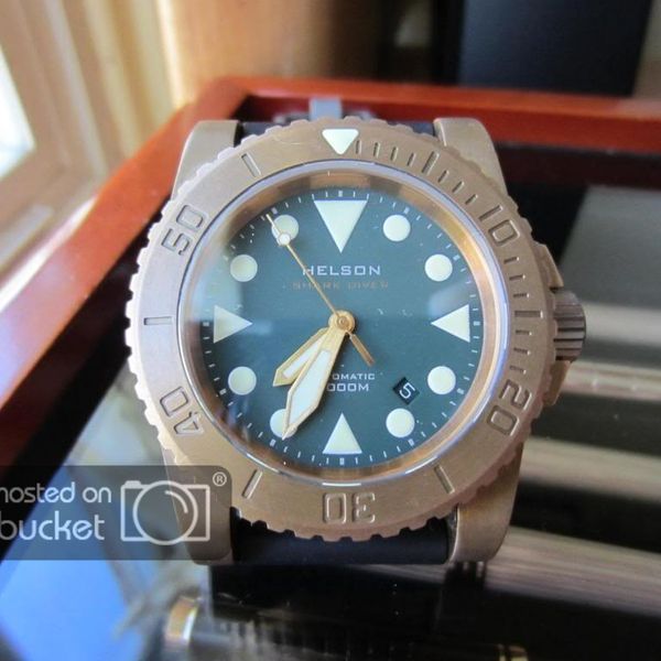 FS: Helson Bronze Shark Diver 45mm Bronze Dial is Green like Money! w ...