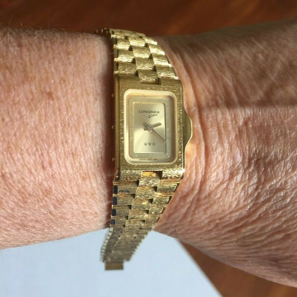 Ladies Longines Swiss Quartz GWR Vintage Gold Bark Finish Watch Runs ...