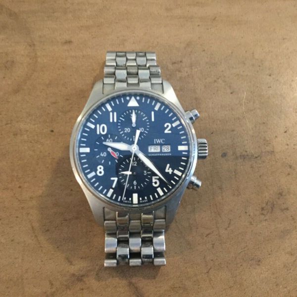 IWC Pilot's Watch Men's Blue 43 mm with Stainless Steel Bracelet - 3713 ...