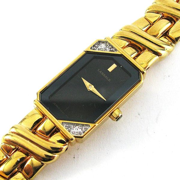 Excellent Seiko Lasalle Elegant Diamond Gold Tone Quartz Ladies Watch ...