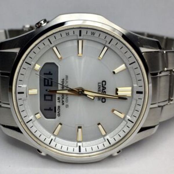 Casio LCW-M100DSE Tough Solar Wave Ceptor Sapphire Crystal ZB White ...