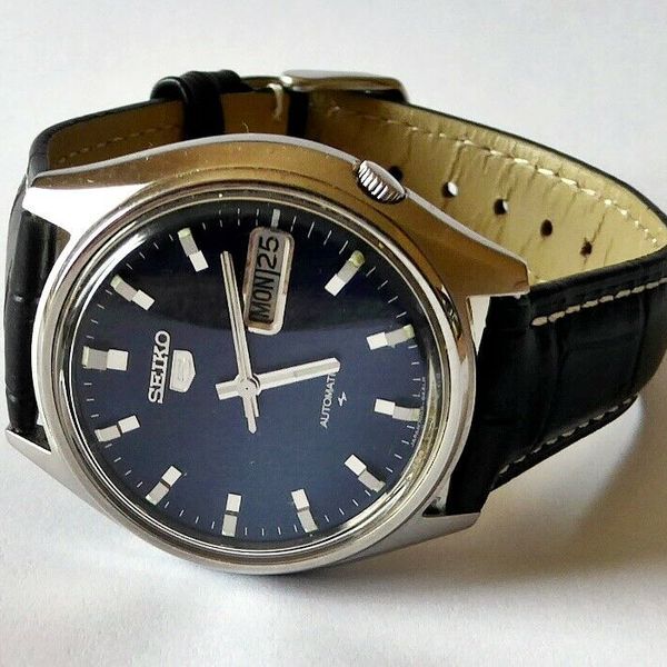 Men’s Rare St. Steel Seiko Automatic Blue Dial 7009-8150 Day/Date Watch ...