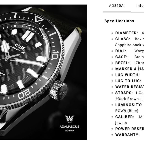 [WTS] Wise AD8 Black - Like New | WatchCharts Marketplace