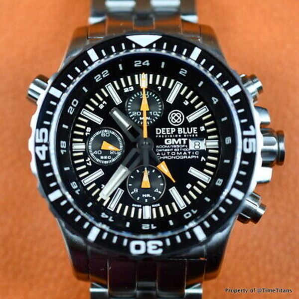 DEEP BLUE DAYNIGHT T-100 GMT CHRONOGRAPH ETA 7754 LIMITED 46MM 500M ...